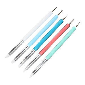 FRCOLOR 5pcs Silicone Dot Needle Pen Nail Tools Brochas Para Uñas Acrilicas Nails Kit Set Nail Art Dotting Pen Set Dot Paint Manicure Kit Nail Drawing Pen Nail Liner Brush Nail Art Brush