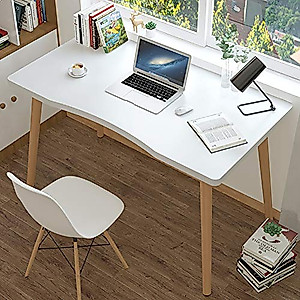 TOPYL Wooden Pc Laptop Table,Modern Waterproof Writing Desk with Ergonomic,Computer Desk Workstation for Office Bedside Living Room