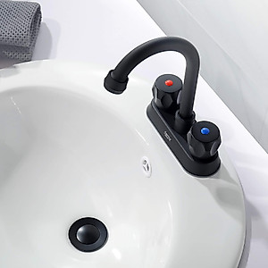 Bathroom Faucets 4 Inch Centerset Bathroom Faucet 2 Handle Faucet for Bathroom Sink with 2 and 3 Hole, Lead-Free Faucets for Bathroom Sink Vanity Rv Sink Faucet, Matte Black