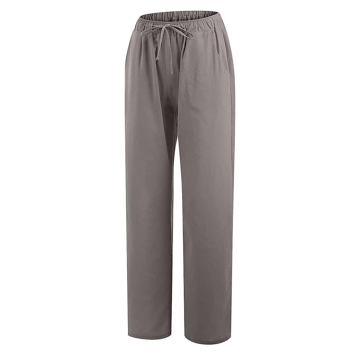 Capri Pants for Women Dressy Casual Summer Pants 2023 Cotton Linen Elastic Waist Drawstring Wide Leg Ankle Length Lounge Pant with Pockets