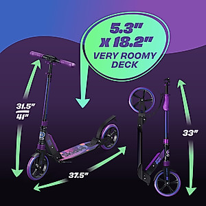 SKIDEE Scooter for Kids Ages 6-12 -Scooters for Teens 12 Years and Up -Adult Scooter with Anti-Shock Suspension-Scooter for Kids 8 Years and Up with 4 Adjustment Levels Handlebar Up to 41 Inches High