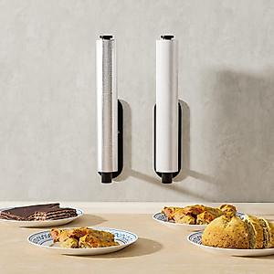 Youdian Adjustable Paper Towel Holder Under Cabinet-Adhesive Toilet Paper Holder Wall Mount,Extendable Towel Rack,Towel Bar for Bathroom,Under Counter Paper Towel Roll Holder for Kitchen with 5 Hooks