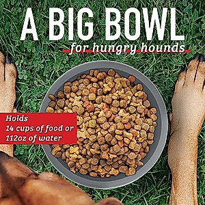 Leashboss Extra Large Dog Water Bowls (112 Oz) | Heavy Duty Plastic Food and Water Bowl for Large Dog Breeds, Durable and High Capacity Feeding Bowls for Inside or Outside, Holds Up to 14 Cups (Gray)