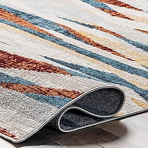 nuLOOM Katya Contemporary Waves Machine Washable Area Rug, 4x6, Multi