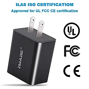 USB Charger, IMAGE 2 Packs USB Travel Charger with Dual Port, 5V/2A 10W Output Power, UL Approval Charger Adapter for Most USB Equipment