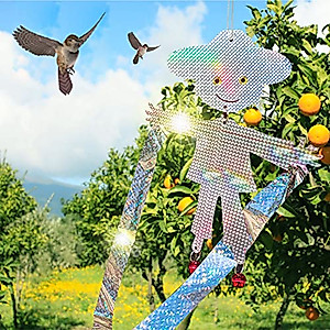 Bird Scare Device, Hanging Reflector Board to Scare Bird Away, Reflective Owl Scarecrow Keep Bird Away from Garden, Patio, Windows, Balcony, Orchard