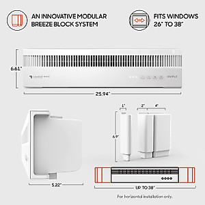 Sharper Image Profile Window Fan with 3 Speeds, Reversible Exhaust Mode, Weather Resistant, White