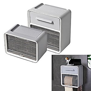 Toilet Paper Holder, Self Adhesive Toilet Paper Roll Holder Multifunction Wall Mounted Plastic Waterproof Toilet Tissue Holder for Bathroom(Grey)