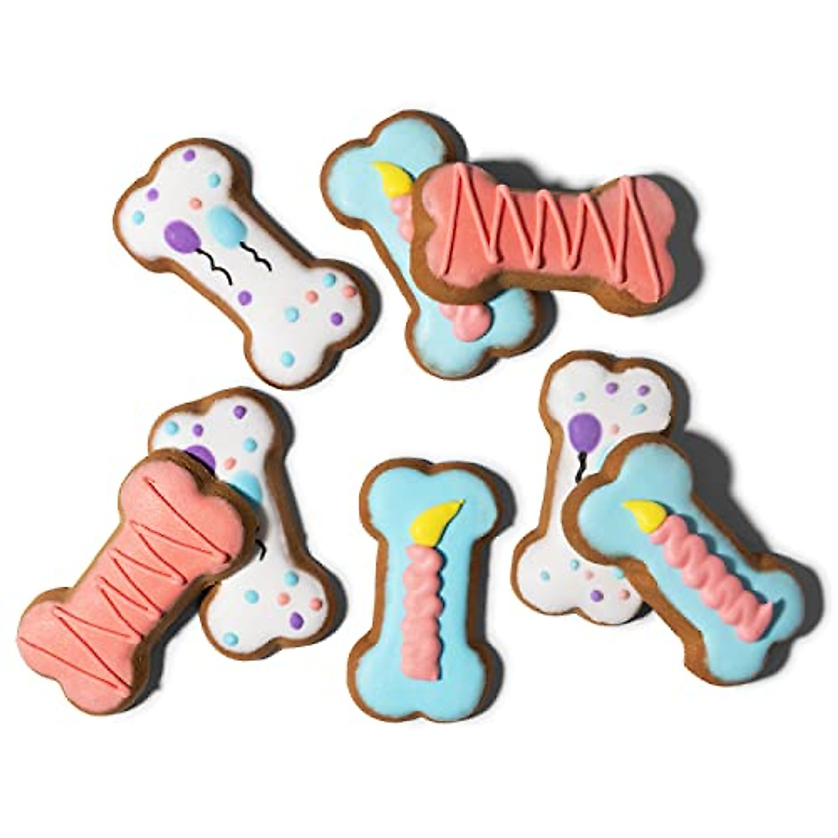 Thoughtfully Pets, Boy and Girl Dog Birthday Cookies Gift Set, Includes Hand Decorated Dog Biscuits for Dog's Birthday, Pack of 8