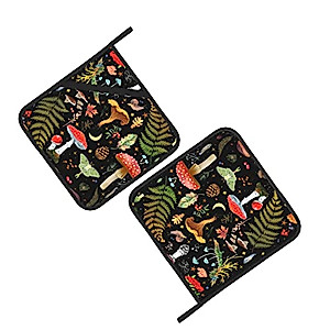 Mushroom Pot Holders Sets, Kitchen Potholders for Cooking Baking BBQ Grilling (2-Piece Sets)