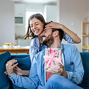 Wedding Wrapping Paper and Ribbon Set for Girls Women, 6 Folded Sheets Pink Red Rose Design, 20 x 28 inch Gift Wrap Paper for Floral Bridal Shower Engagement Wedding Birthday Party Anniversary