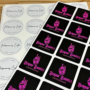 Custom Waterproof Vinyl Stickers with Your Image Photo Text or Logo | Personalized Dishwasher Safe Label for Business Logo
