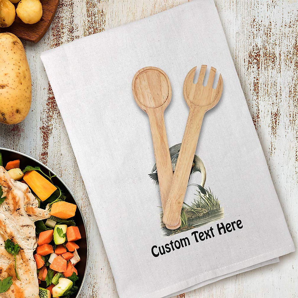 Style In Print Custom Decor Flour Kitchen Towels Great Blue Heron James Audubon Birds Animals Animals Birds Cleaning Supplies Dish Towels Personalized Text Here