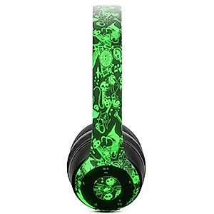 Disney Nightmare Before Christmas Glow in The Dark Bluetooth Headphones Over Ear, Wireless and Wired Foldable Headset Built-in Microphone - Tim Burton Jack Skellington & Sally - Adults Kids
