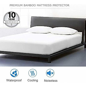 Queen Mattress Protector & King Size Cooling Waterproof Mattress Protector Pad Cover,Bamboo Terry Top Breathable Fitted Sheet Style Deep Pocket-Noiseless,Vinyl,PVC Free,Matressprotector King for Pets