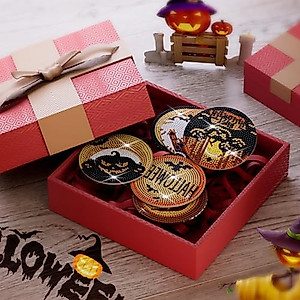 7 FloFairy Diamond Painting Coasters with Holder, Halloween DIY Diamond Art Kits for Beginners, Adults, Kids Small Diamond Painting Kit Art Craft Holiday Supplies (6PCS)