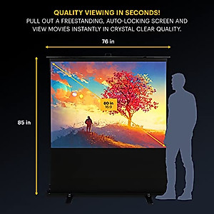 KODAK Portable Projector Screen | 80” Indoor & Outdoor 16:9 Video Projection Surface & Stand with Carry Handle | 1080p, 4K/8K UHD, 3D & HDR Ready | Fast Setup for Movies, Office Presentations & More