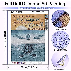 Inspirational Turtle Diamond Art Painting Kits for Adults - Full Drill Diamond Dots Paintings for Beginners, Round Paint with Diamonds Pictures Gem Art Painting Kits DIY Adult Crafts Kits 12x16inch
