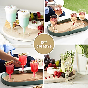 MATANA 50 Gold Glitter Goblet Plastic Wine Glasses for Weddings, Birthdays, Bridal Shower & Parties, 6oz - Sturdy & Reusable