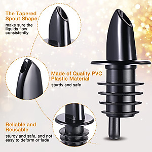 100 Packs Liquor Bottle Pourers Flow Pourers Plastic Spouts Black Bottle Pourers for Bars Clubs Pubs Restaurants Coffee Shops and Home