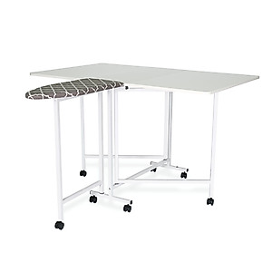 Arrow Sewing Furniture Millie Folding Cutting Table with Ironing Board