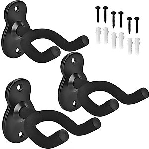 Peng Da Guitar Wall Mount Hanger Hook Acoustic Electric Bass Guitar Wall Hook Hanger Black Metal Holder Hanger for All Size Guitars