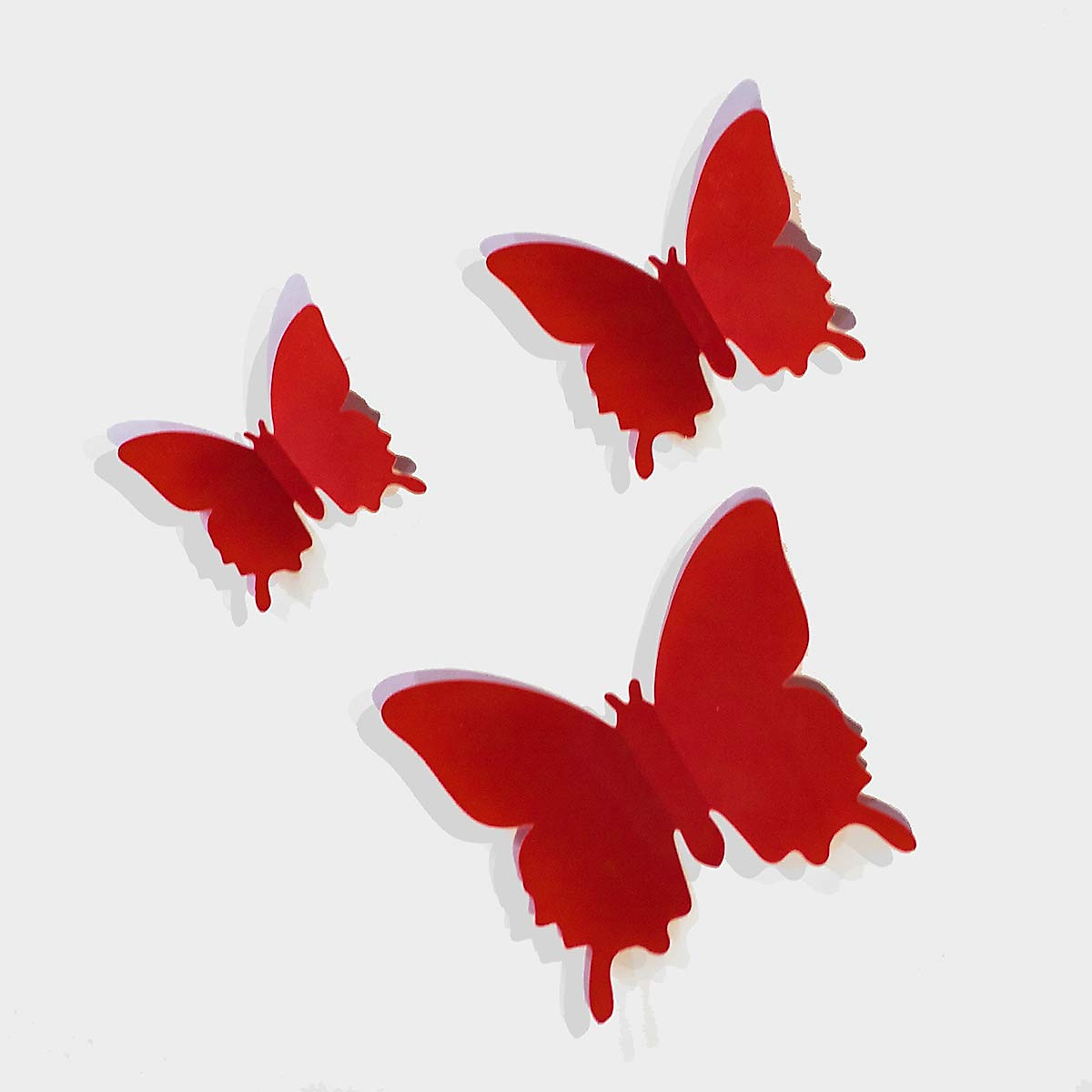 24Pcs 3D Butterfly Removable Mural Stickers Wall Stickers Decal for Kids Girls Baby Women Bedroom Bathroom Living Room Decor(red)
