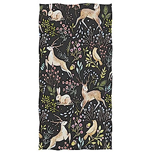 Wamika Watercolor Pattern Deer and Flowers Hand Towels 16x30 in Bathroom Towel, Ultra Soft Highly Absorbent Small Bath Towel Fall Autumn Thanksgiving Day Bathroom Decor Gifts