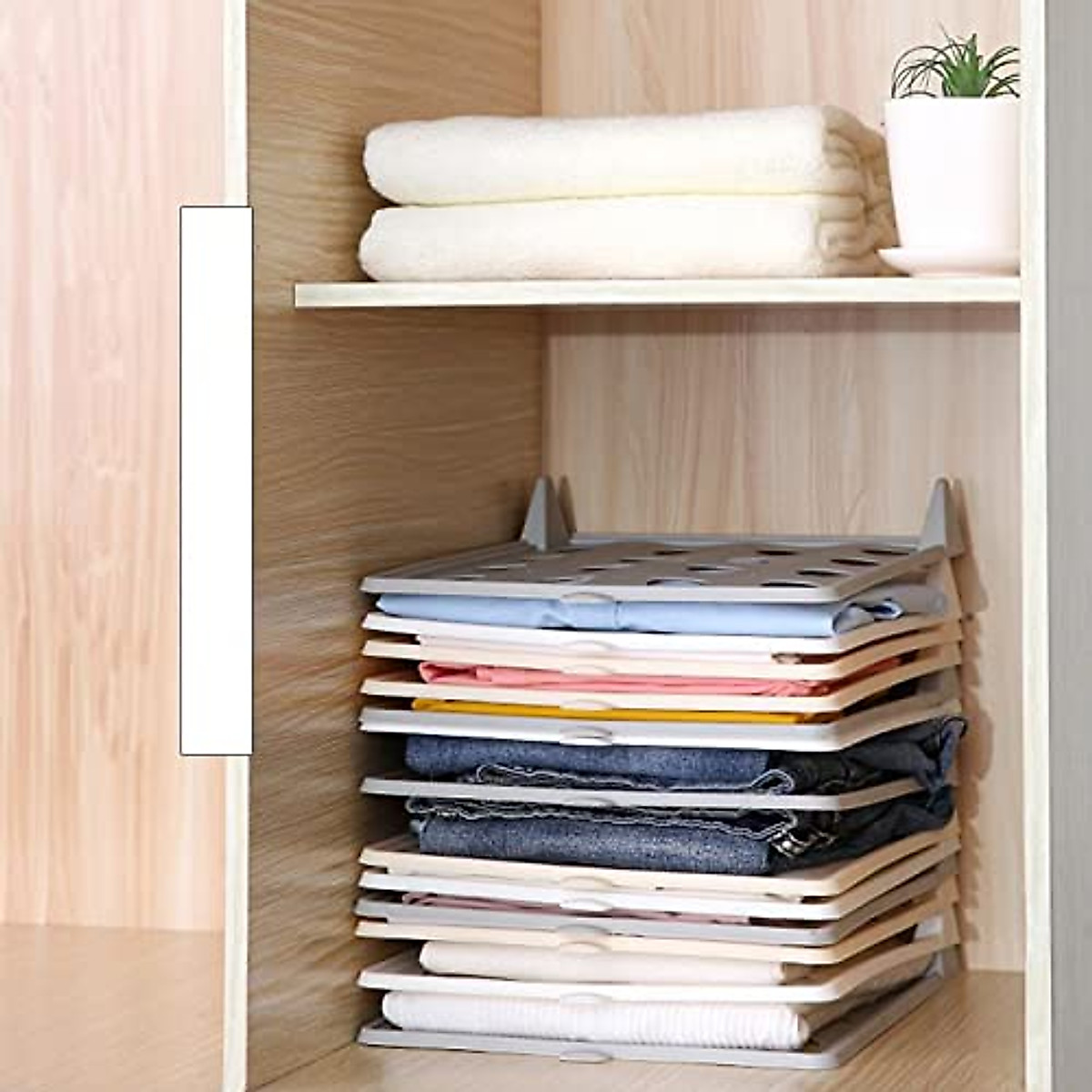 ZWMBYN 10Layer Clothes Organizer Tray, T-Shirt Folding Board, Closet Organizers Board Wardrobe Shelf Dividers Closet Organizers for Pants Clothes