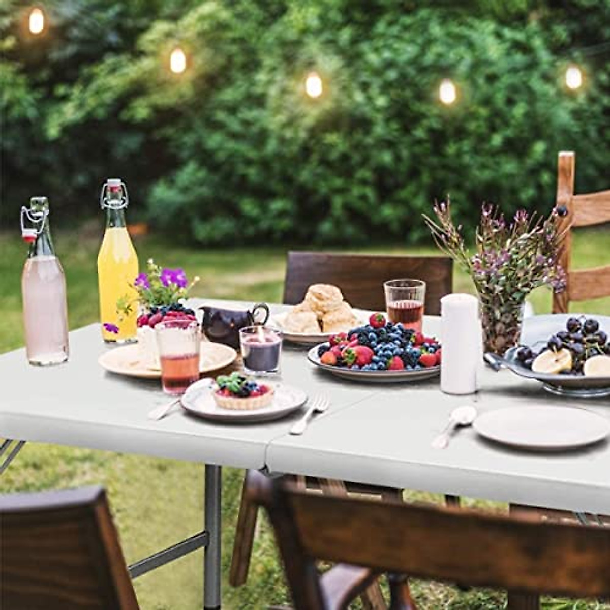 4 ft Heavy Duty Plastic Folding Table, Portable Folding Camping Table Picnic Table Utility Table Game Table w/Handle, for 48D x 30W x 24H in F01T F01T