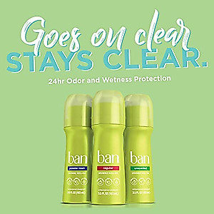 Ban Unscented Scent 24-hour Invisible Antiperspirant, Roll-on Deodorant for Women and Men, Underarm Wetness Protection, with Odor-fighting Ingredients, 1.5 Fl Oz (Pack of 4)