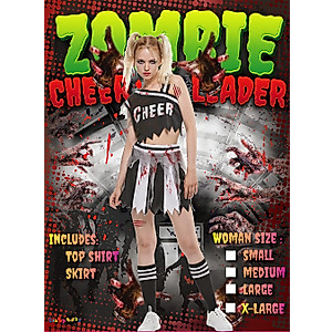 EraSpooky Zombie Cheerleader Costume Women Halloween Bloody Dress