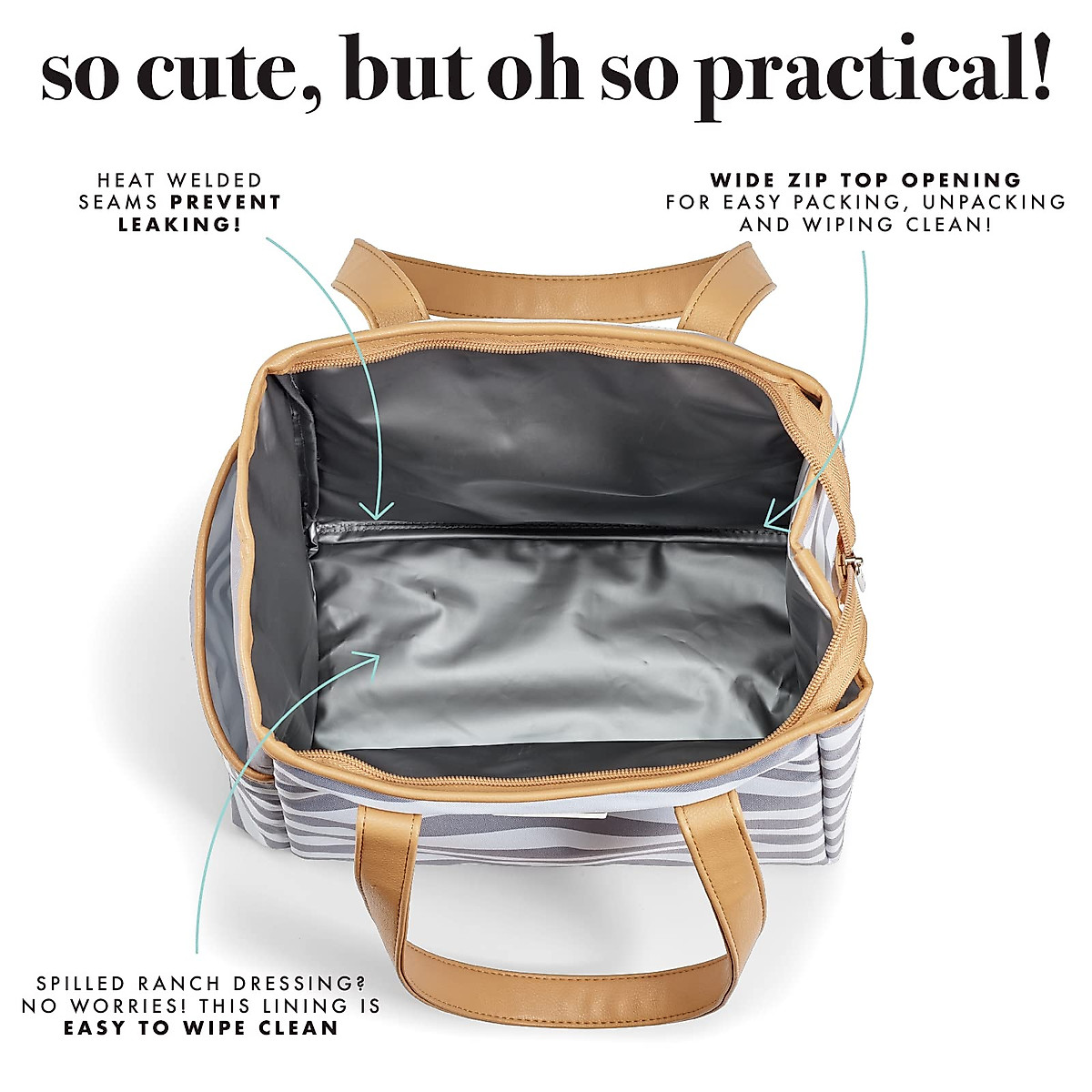 Fit+Fresh Westerly Adult Insulated Lunch Bag women love as Lunchbox, Lunch Tote - Cute Small Lunch Box For Women,men, lunch, Stripe