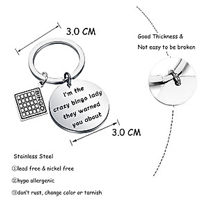 Gzrlyf Bingo Lovers Gifts Keychain Funny Bingo Gifts for Bingo Players I’m the Crazy Bingo Lady They Warned You about (Keychain)