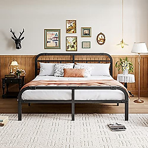 Artimorany Outlet California King Bed Frame with Headboard and Footboard, 14 Inch Heavy Duty, Cal King Bed Frame Mattress Foundation, Noise Free, No Box Spring Needed, Easy Assembly, Black