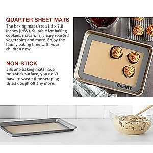 Goalfly Small Silicone Baking Mat Sheet (11.8 x 7.8 IN), 3 Pieces Non-stick Baking Mat Set, Reusable Silicone Mat for Oven, Toaster, Baking Tray, Baking Pan (Red, Blue, Grey)