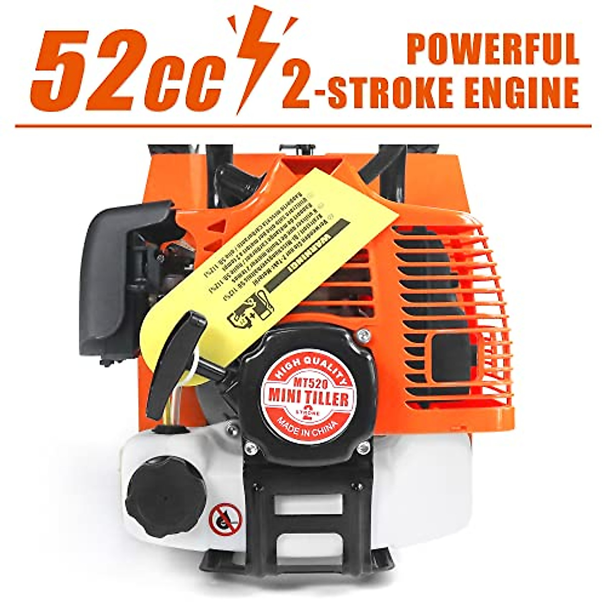 NEOTEC MT520 Mini Tiller Cultivator, 52cc 2 Stroke Gas Powered 4 Premium Steel Adjustable Forward Rotating Tines, Height Adjustable Wheels for Garden & Lawn, Digging, Weed Removal & Soil Cultivation