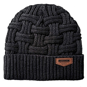 Loritta Men&Women Winter Knitting Skull Cap Wool Warm Slouchy Beanie Hat Black one size