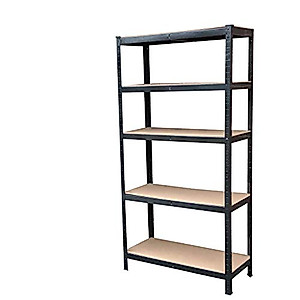 Xinng Heavy Duty Shelving Unit 5 Tier Steel Metal Industrial Shelving Rack for Garage Sheds Storage 875KG Capacity Boltless Easy Assemble Height Adjustable Shelves 29.5" W x 11.8" D x 66.9" H Black