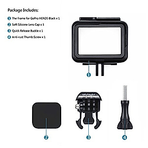 SOONSUN Frame Mount Housing Case Compatible with GoPro Hero 5 6 7 Black, Hero7 Silver, Hero7 White, Hero (2018) Cameras
