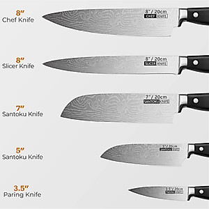 Mifiatin 5 Piece Knife Set with Wooden Box, Professional Kitchen Chef’s Knives, Chef Knife Set, Rust-proof For Home and Restaurant Use，Easy to clean