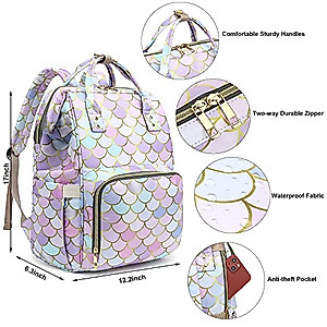 Yusudan Mermaid Laptop Backpack for Womens Girls, College Backpacks School Bag Bookbag 15.6 Inch Computer Backpack