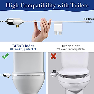 Bidet Toilet Seat Attachment Ultra Slim Bidet With Self Cleaning Dual Nozzle Adjustable Water Non Electric Bidet Fresh Water Spray for Sanitary and Feminine Wash