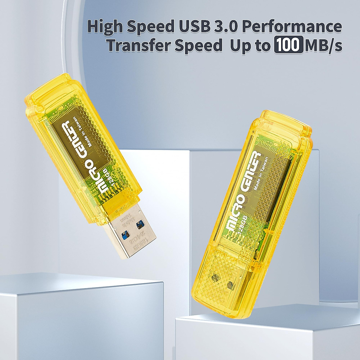 INLAND Micro Center SuperSpeed 2 Pack 128GB USB 3.0 Flash Drive Gum Size Memory Stick Thumb Drive Data Storage Jump Drive (128G-2 Pack)