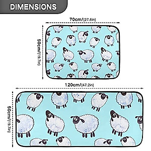 Cute Sheep Kitchen Rugs and Mat 2 Pieces Set Cushioned Anti Fatigue Kitchen Mat Non Slip Comfort Standing Rug Washable Farmhouse Decor for Indoor Outdoor