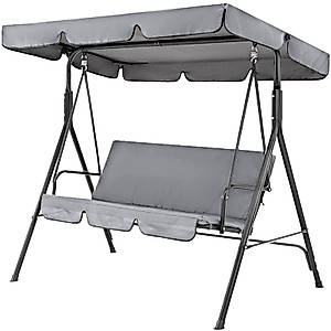 Doefo Garden Swing Set - UV Resistant Patio Replacement Swing & Swing Seat, Waterproof Polyester Swing Canopy Top Fit Most 3 Seater Swings