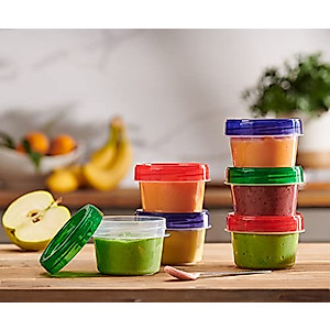 Elegant Disposables Baby Food Storage Containers 4 oz Food Storage Jars with Color Twist Lids Plastic Freezer Storage Pack of 24