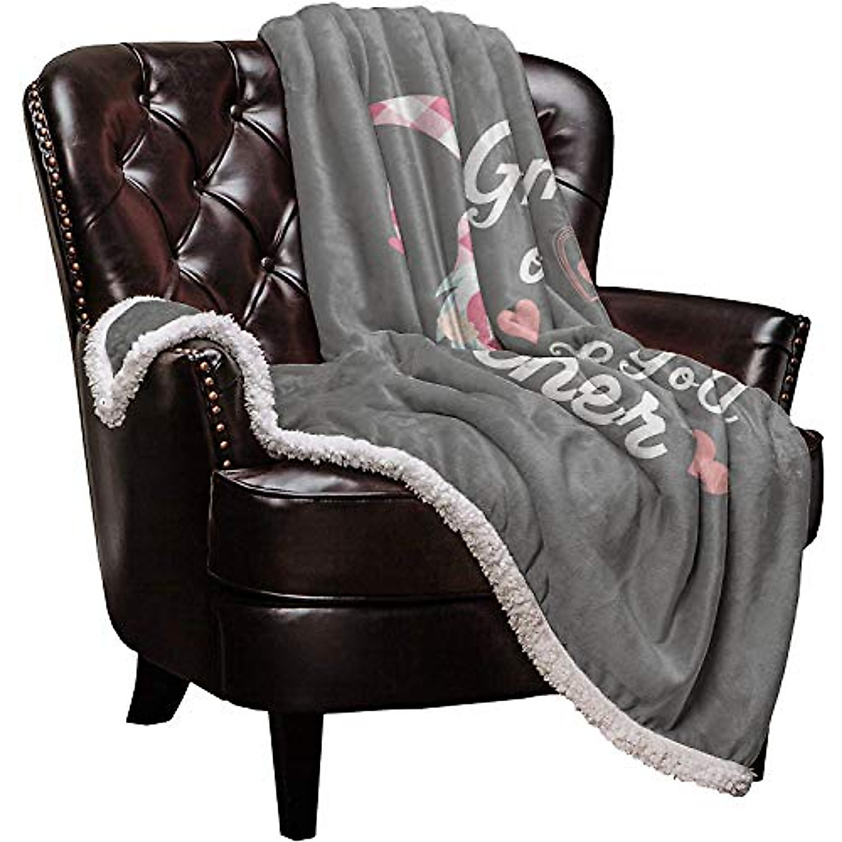 Comfort Her Zon Sherpa Fleece Throw Blanket- GNOME ONE Like You Mother Grey Love Gift Fuzzy Soft Flannel Blanket Reversible Ultra Luxurious Plush Blanket for Bed Couch Sofa 39 x 49 Inches