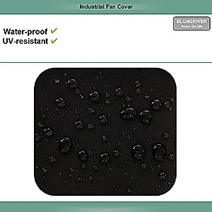 ELONGRIVER Industrial Fan Cover, Waterproof & Dustproof Protection Cover for Pedestal Fan or Wall Mount Fan Made of Heavy Duty Polyester (Black, 28" x 9" x 28")