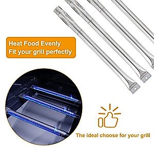 Hisencn Repair kit Grill Parts for Perfect Flame GSC3318, GSC3318N Gas Grill, Replacement Stainless Steel Straight Burner Tube Flavorizer Bar, Porcelain Steel Heat Plate Tent Shield